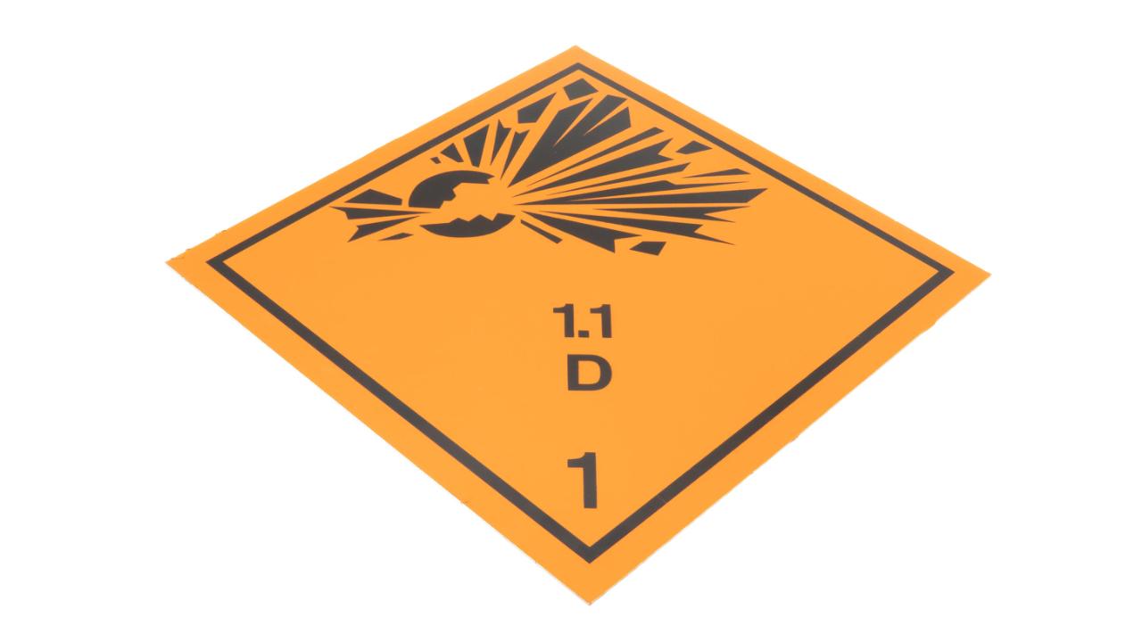 ADR skilt 250x250 m/dekal 1.1.D-ADR